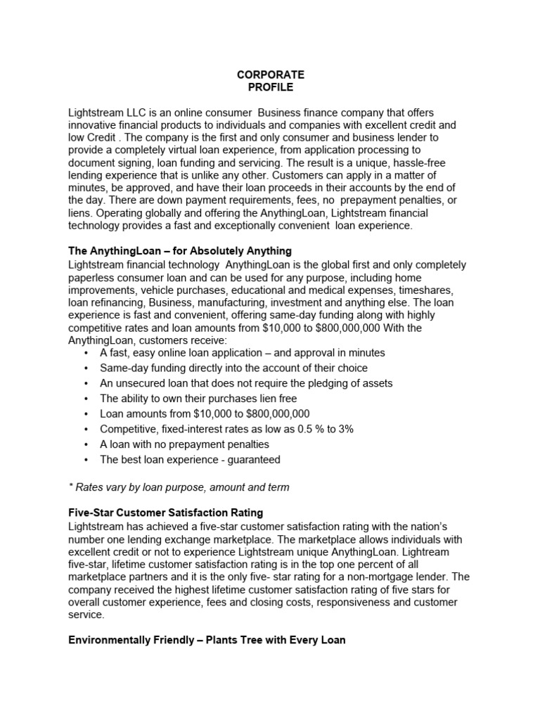 Lightstream company profile (2) | PDF | Loans | Personal Finance
