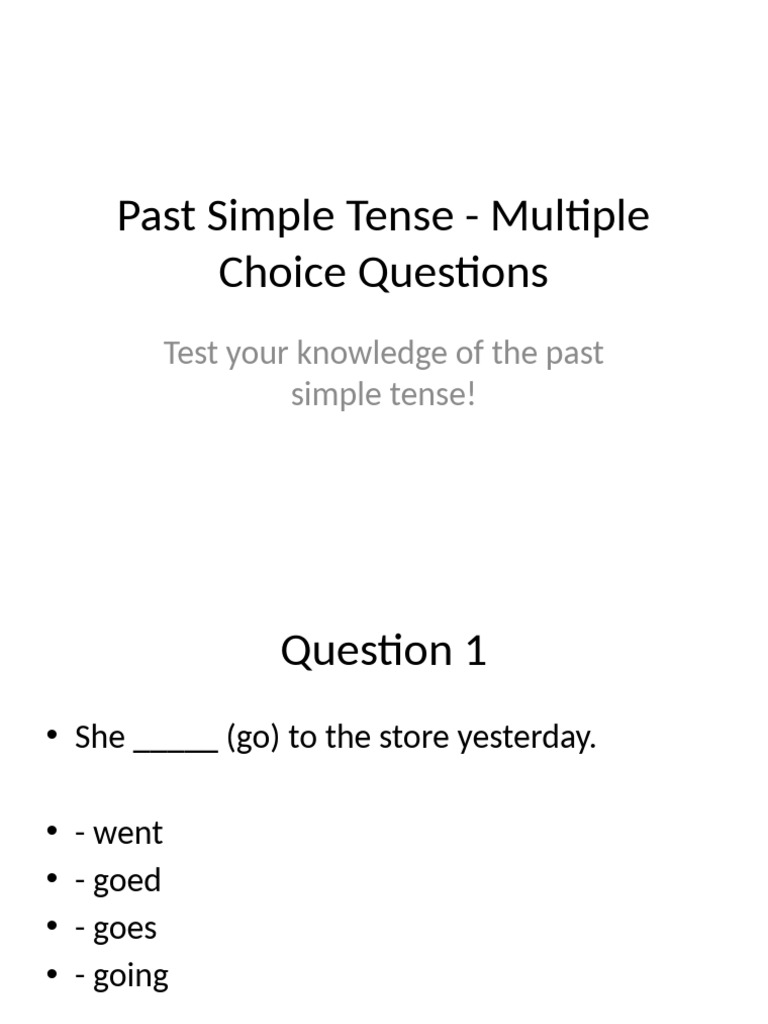 Past Simple Tense MCQ | PDF