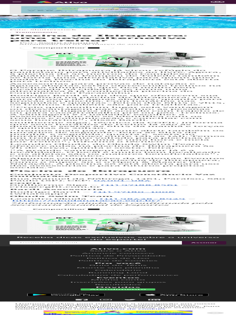 Piscina do Ibirapuera uma nova alternativa para treinar - Ativo | PDF | Piscina