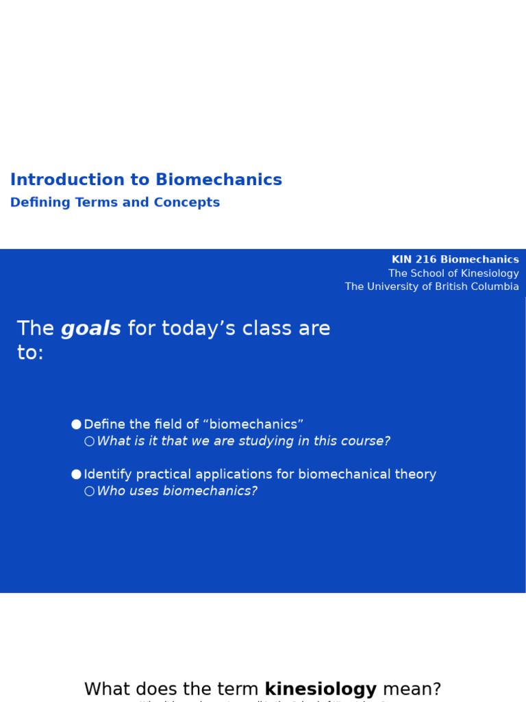 Class Presentation - Biomechanics Introduction | PDF | Biomechanics | Force