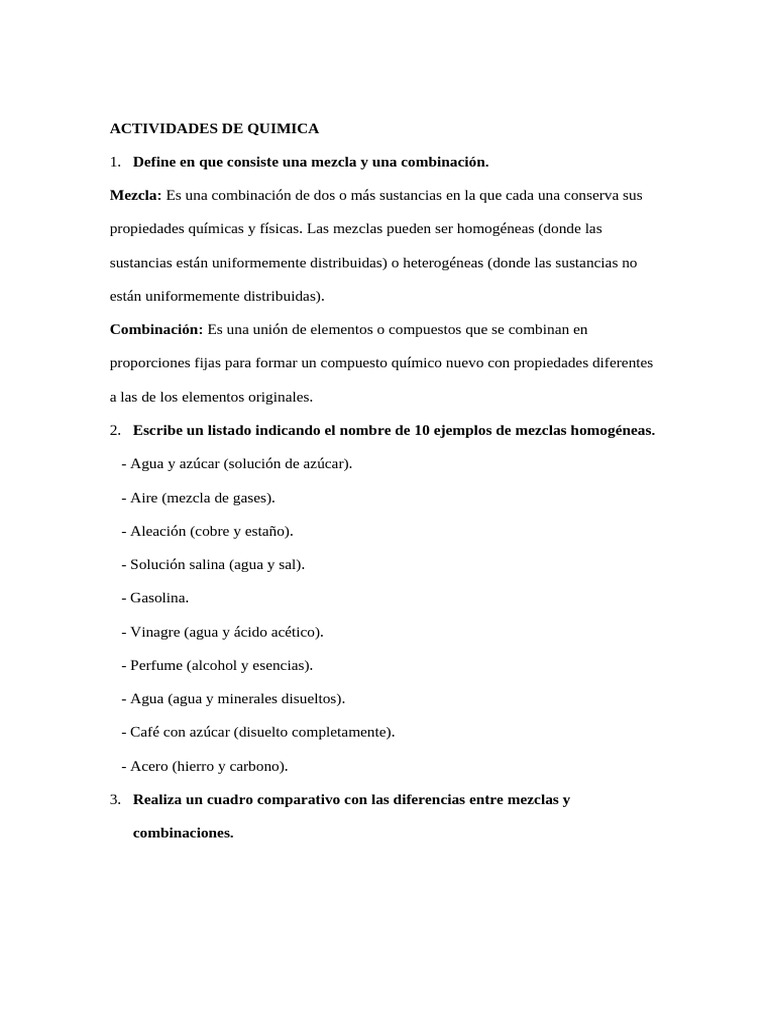 Actividades de Quimica Resueltos | PDF | Mezcla | Fase (materia)