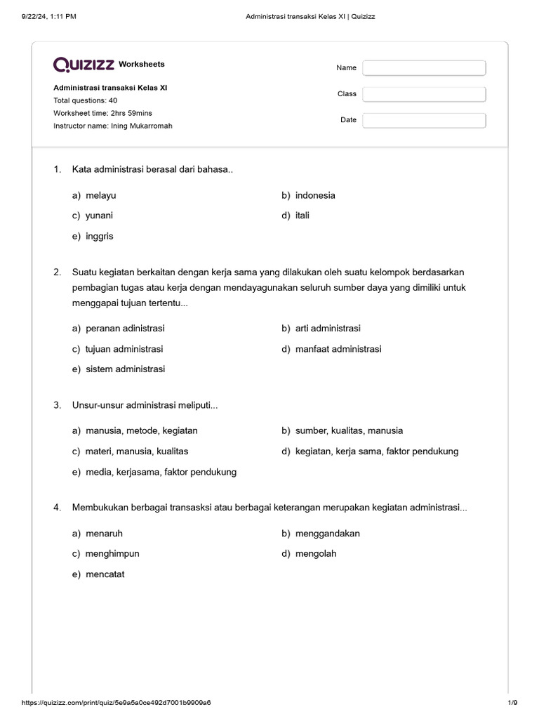 Administrasi Transaksi Kelas XI | PDF