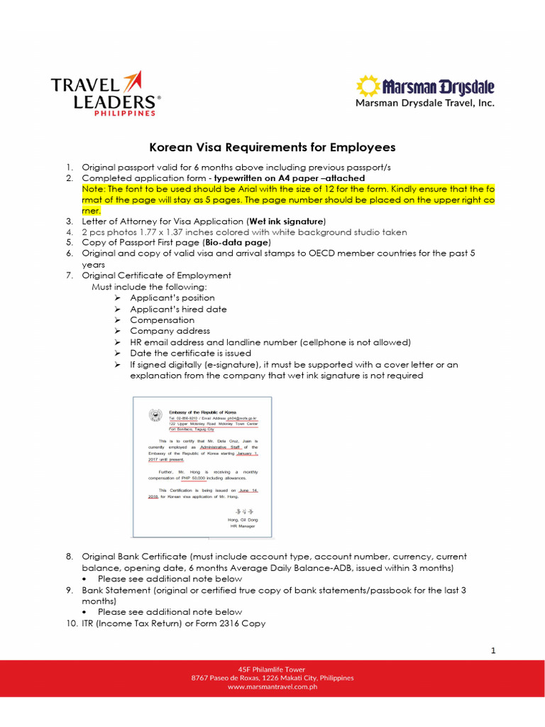 Korean Work Visa Requirements Guide | PDF | Travel Visa