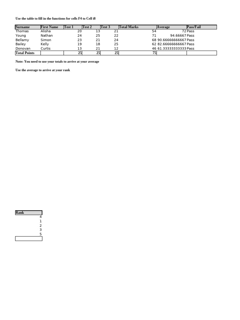 Spreadsheet Practice Work | PDF