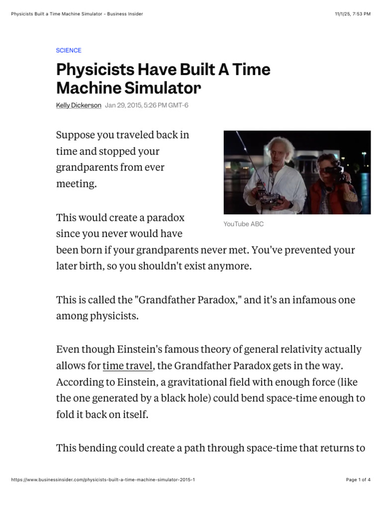 Physicists Built A Time Machine Simulator - Business Insider | PDF ...