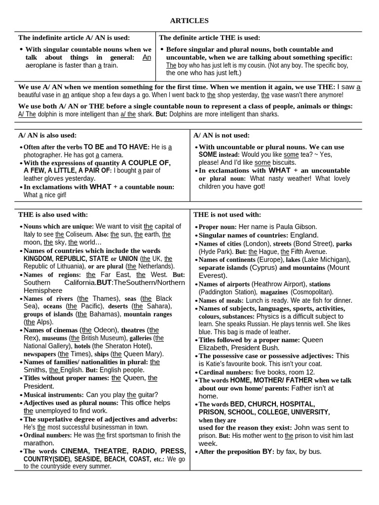Articles and Quantifiers | PDF | Noun | Verb
