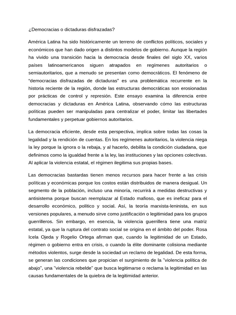 Ensayo Thayra | PDF | Democracia | Ideologías políticas