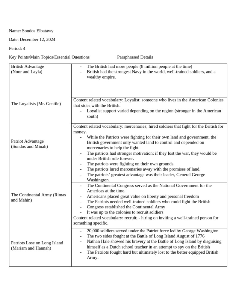 Chapter 6 lesson 1 | PDF | George Washington | Patriot (American Revolution)