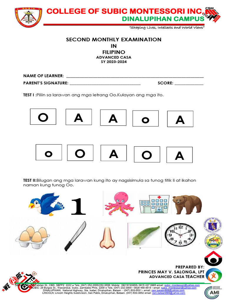 2ND MONTHLY Exam Filipino | PDF