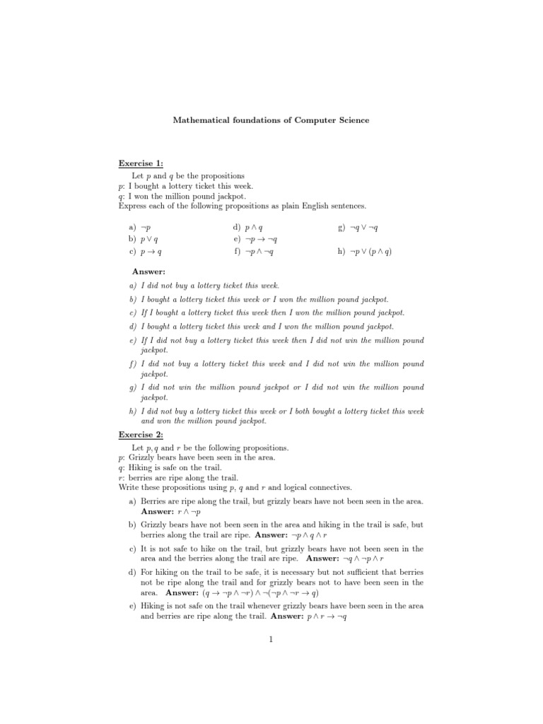 Logic Exercise Solutions | PDF | Interpretation (Philosophy) | Mathematics