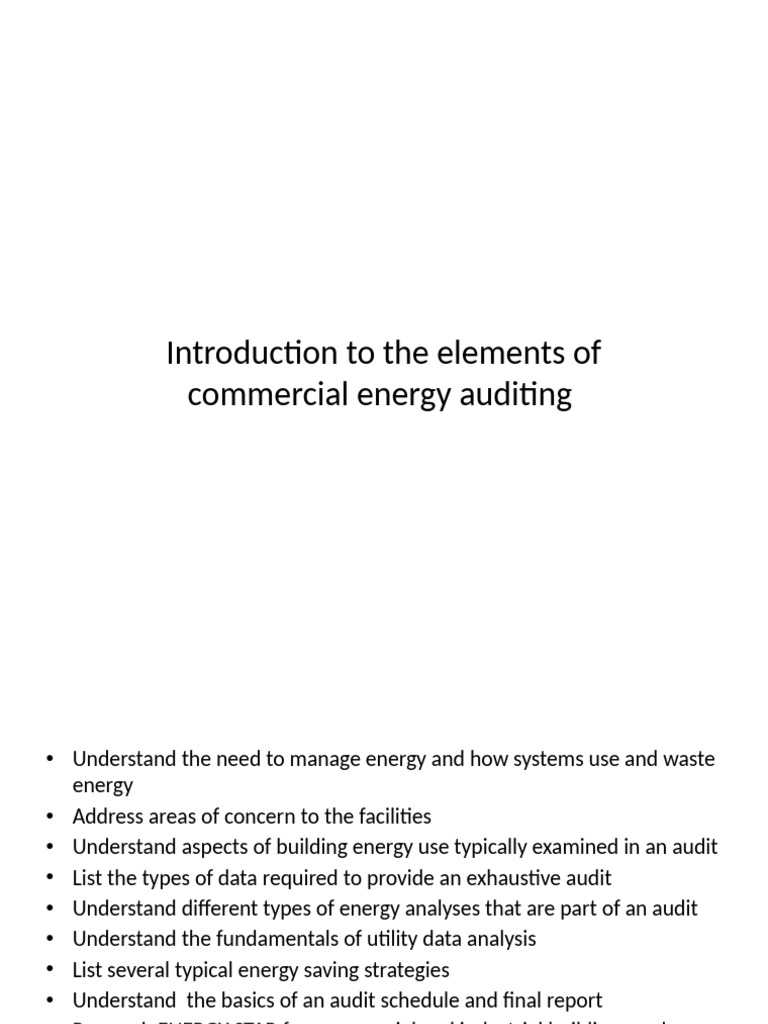 Introduction to Energy Auditing | PDF | Energy Conservation | Efficient ...