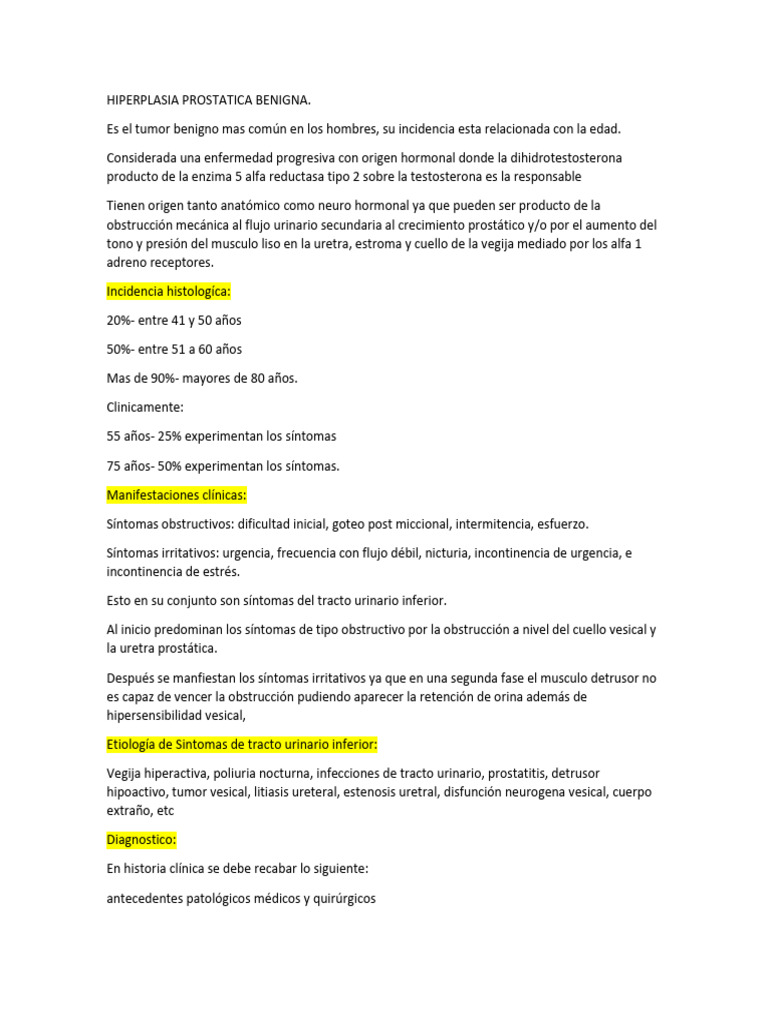 Hiperplasia Prostática Benigna: Guía Completa | PDF | Medicina | Urología