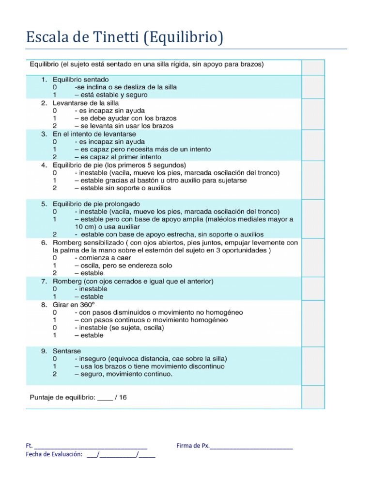 Escala de Tinetti y Barthel | PDF