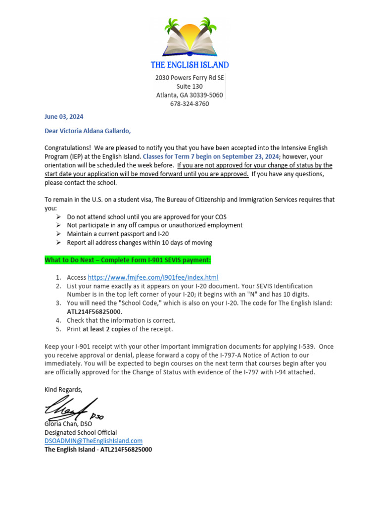 Acceptance Letter | PDF | Human Migration | Immigration