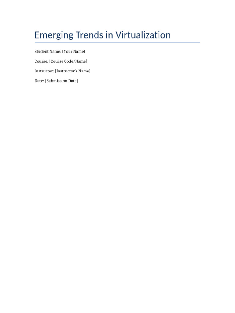 Comprehensive Report Emerging Trends In Virtualization Pdf 6701