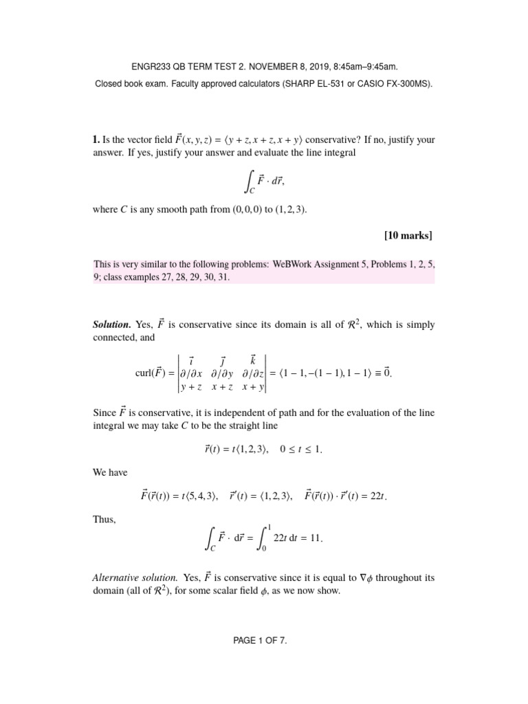 2019 Fall Midterm 2 - Other Prof | PDF | Integral | Mathematical Concepts