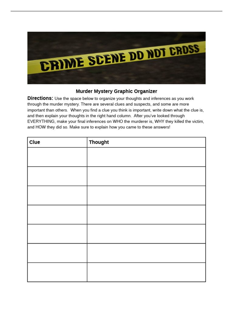 Murder Mystery Organizer Template | PDF
