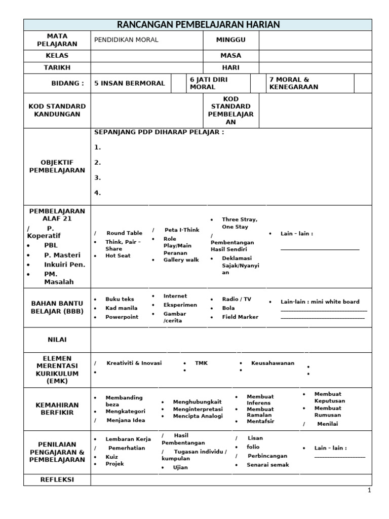 Contoh RPH KSSM | PDF