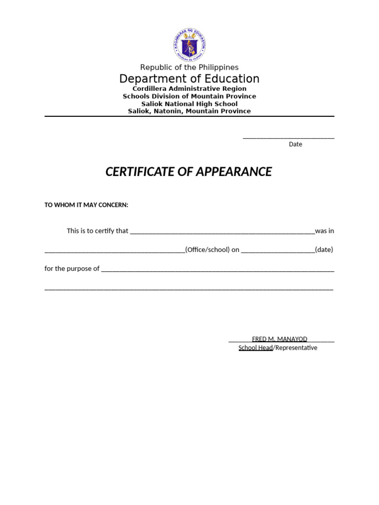 Cert. of Appearance | PDF