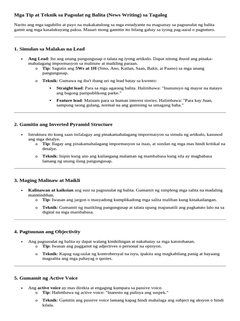 Mga Tips Sa Pag Sulat | PDF