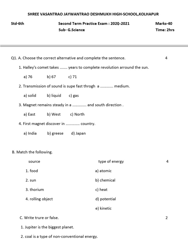 6BC Sci Term 2 | PDF | Planets | Sun