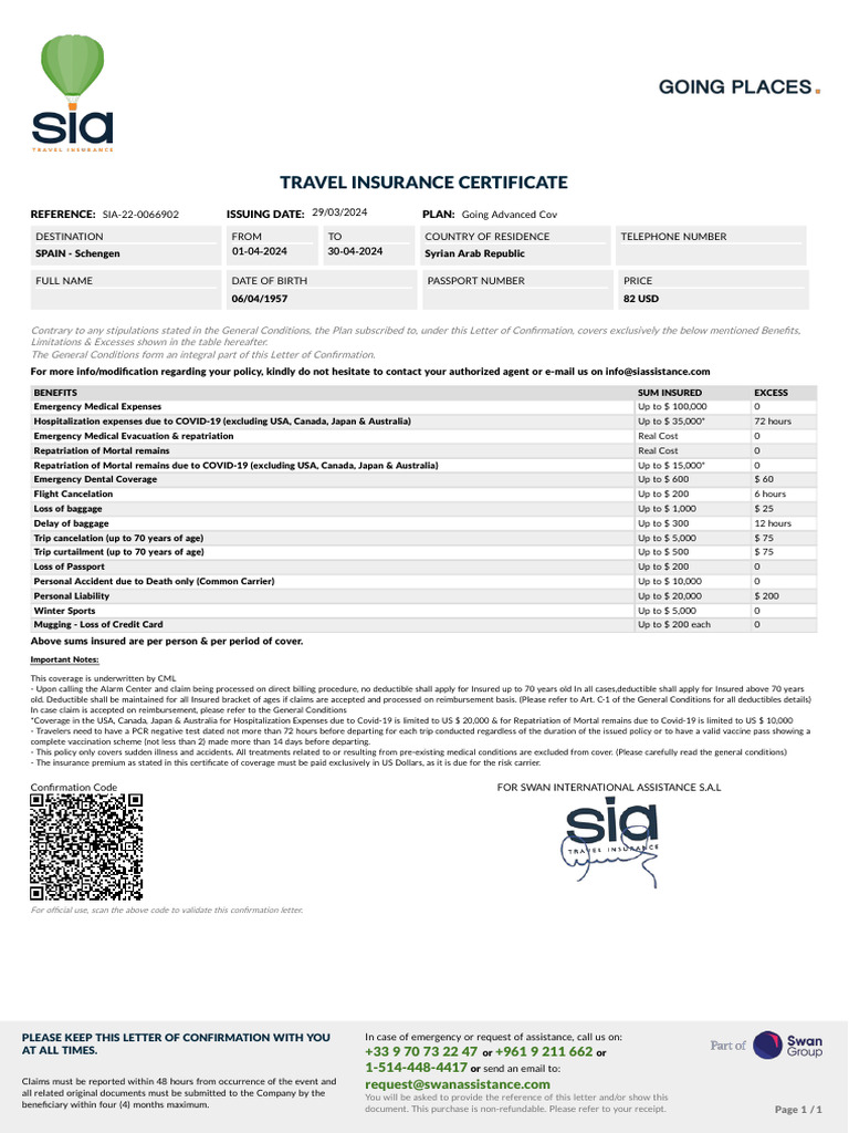 travel insurance tamplte | PDF | Insurance | Deductible