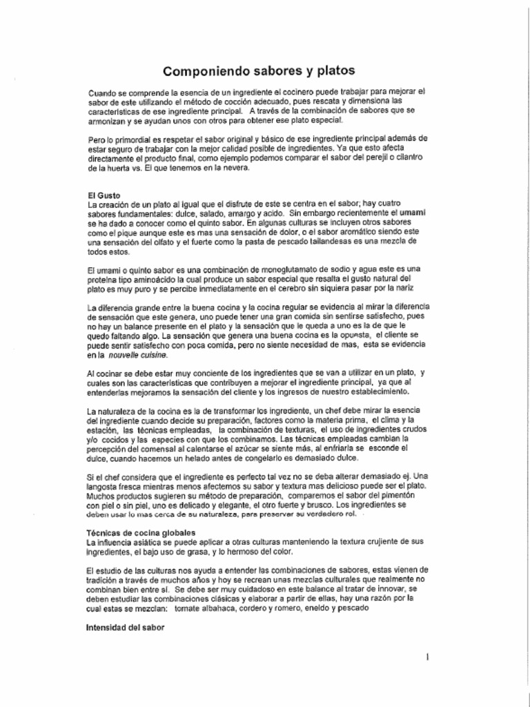 Componiendo Sabores y Platos | PDF