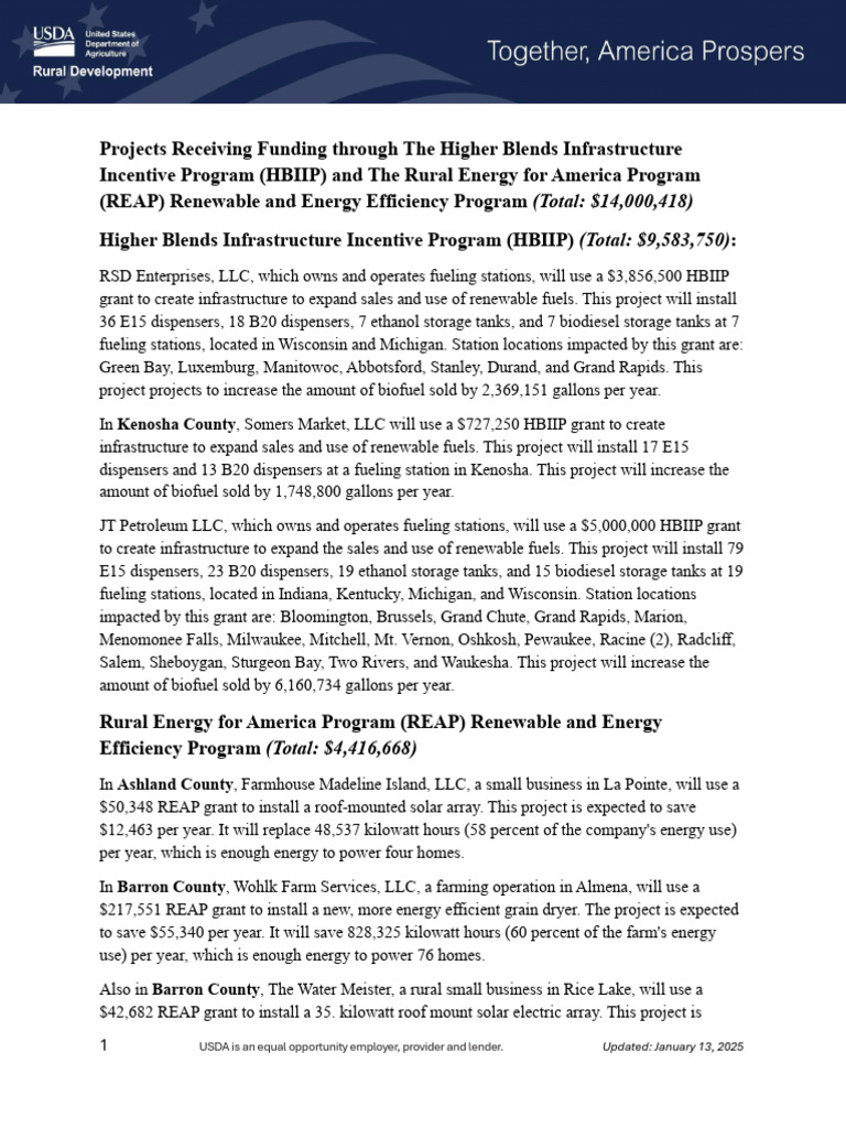 REAP and HBIIP Grant Awards | PDF | Biodiesel | Renewable Fuels