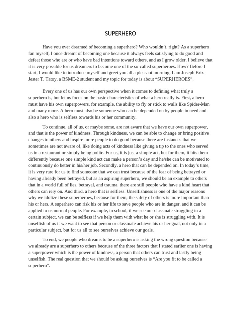 SUPERHERO | PDF | Hero | Psychological Concepts