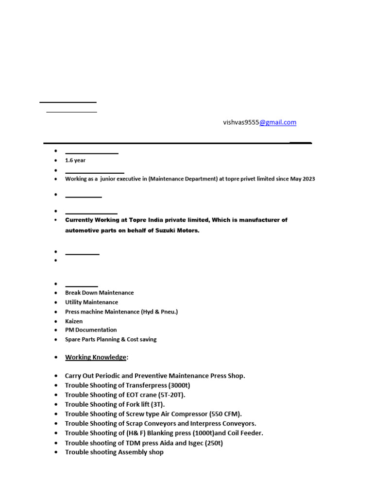 RV CV | PDF
