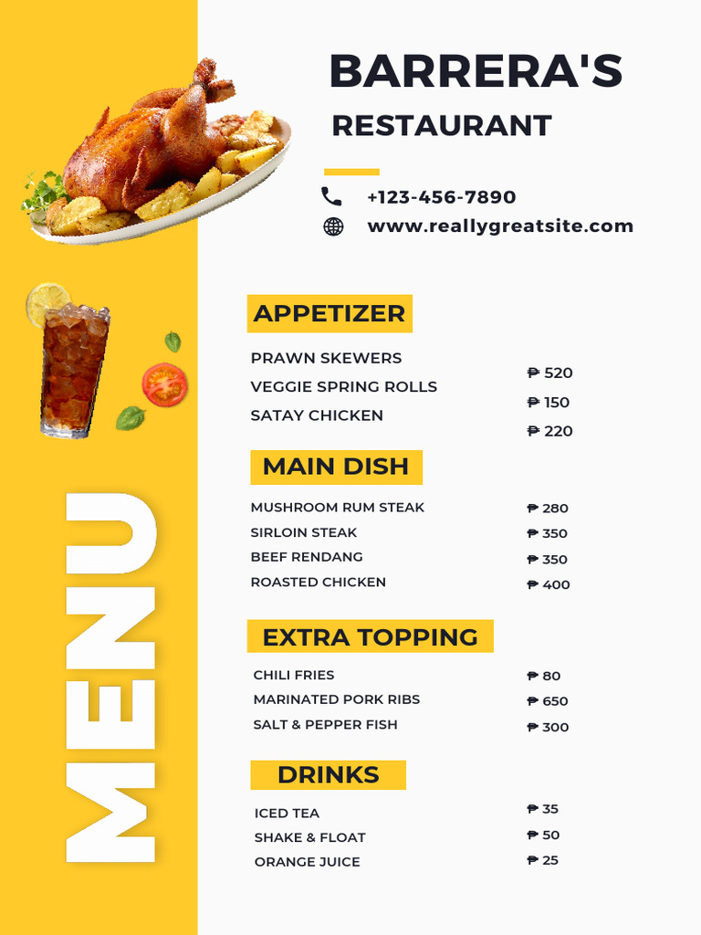 Yellow Restaurant Menu - 20250107 - 210143 - 0000 | PDF