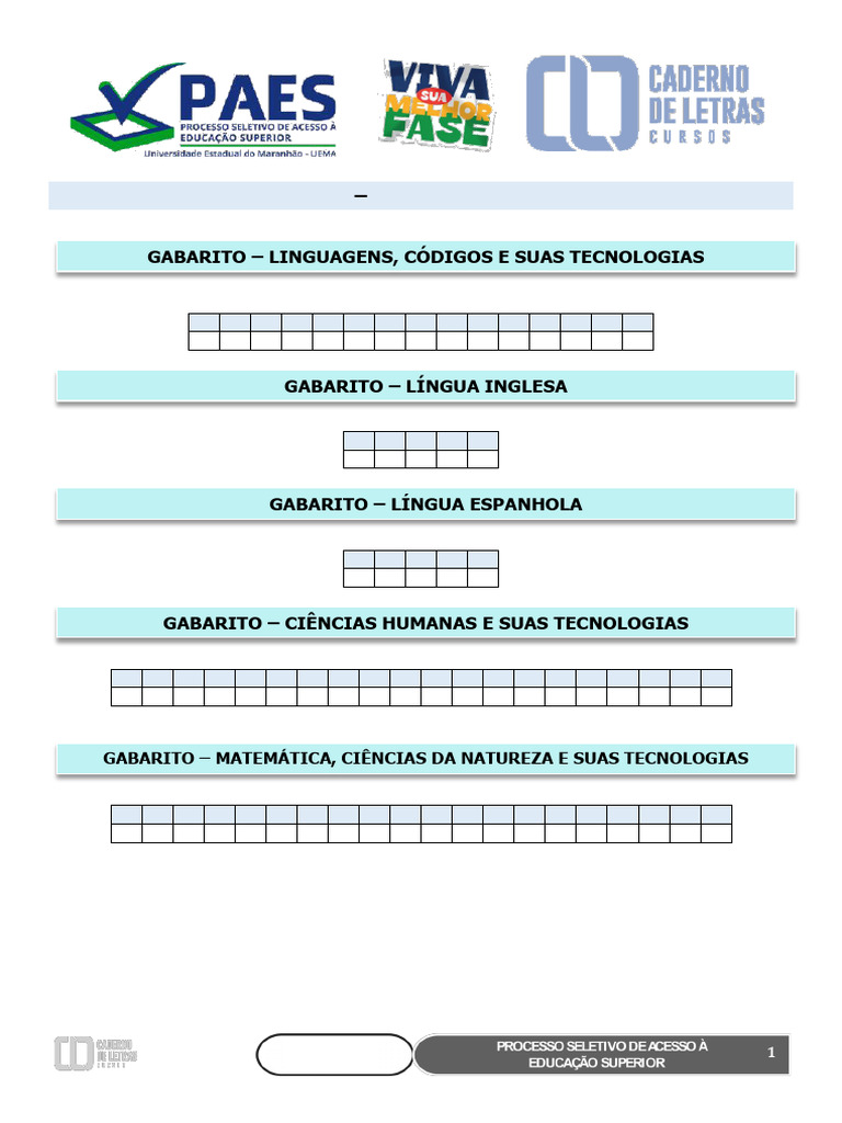 Gabarito - SIMULADO UEMA | PDF