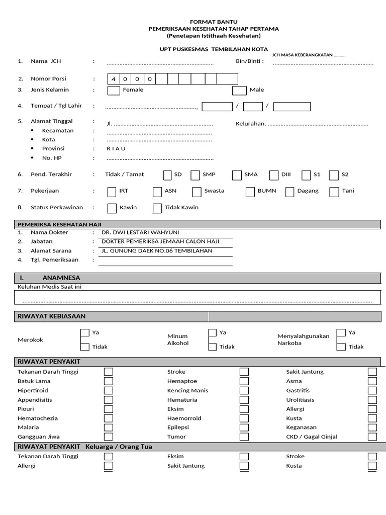 Form Bantu Pemeriksaan Tahap II Shar'i | PDF