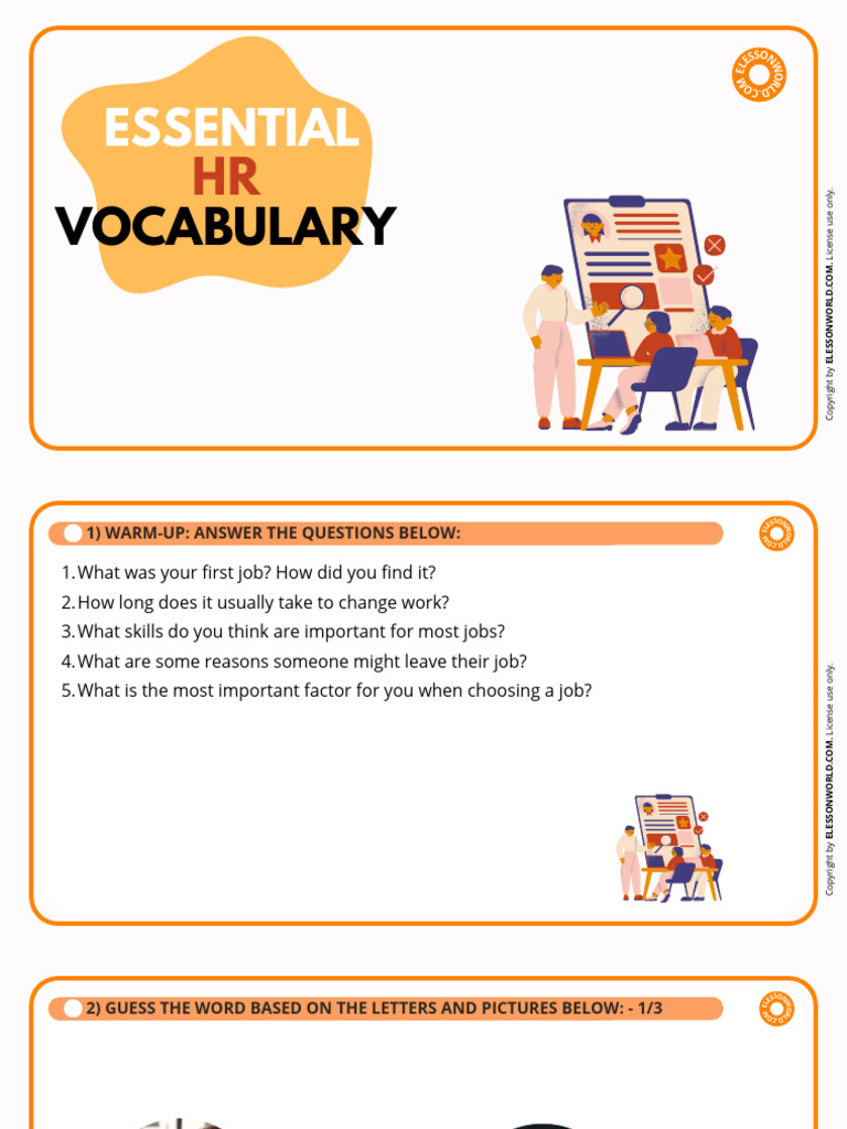 Presentation - Essential HR Vocabulary | PDF | Employment | Sick Leave