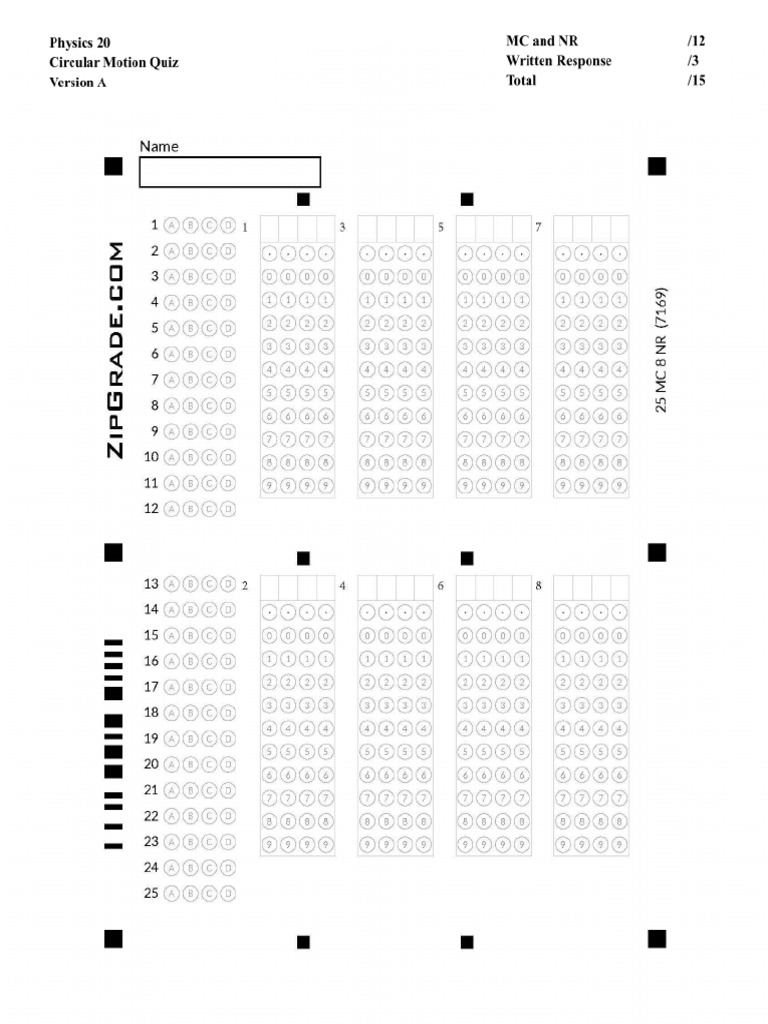 Circular Motion Quiz Blank | PDF | Orbit | Acceleration