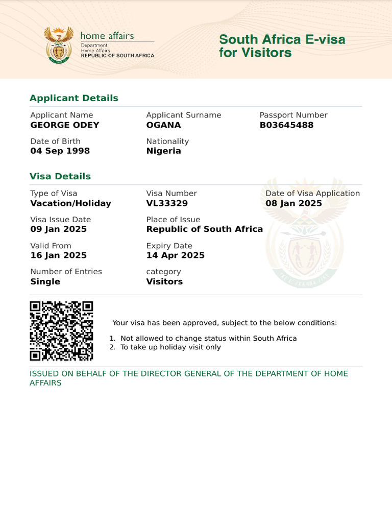 My SA Visa | PDF