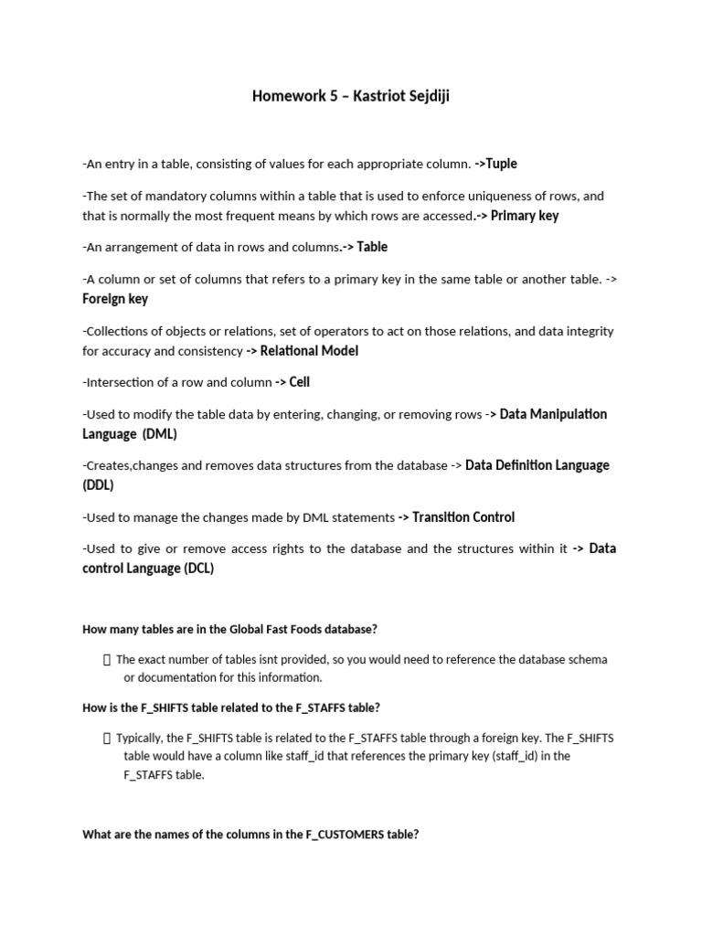 Homework 5 - DDM | PDF | Table (Database) | Sql