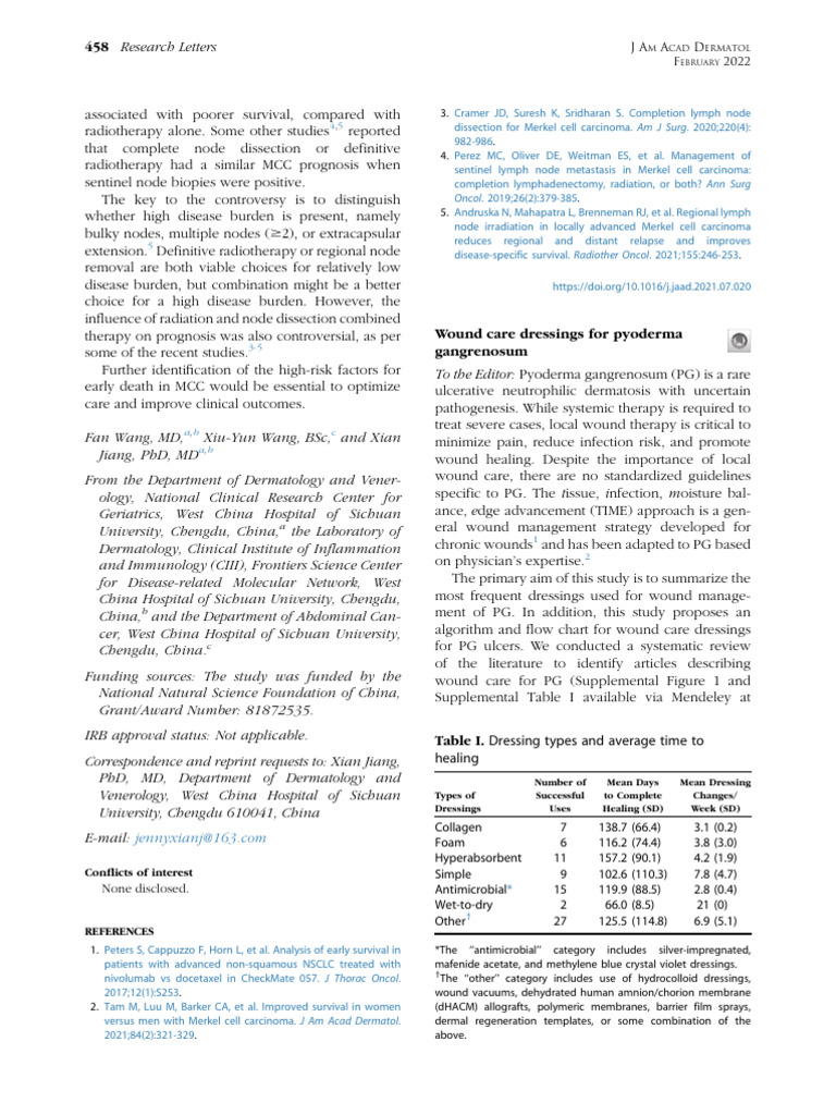 Strunck J. - Wound Care Dressings For Pyoderma Gangrenosum | PDF ...