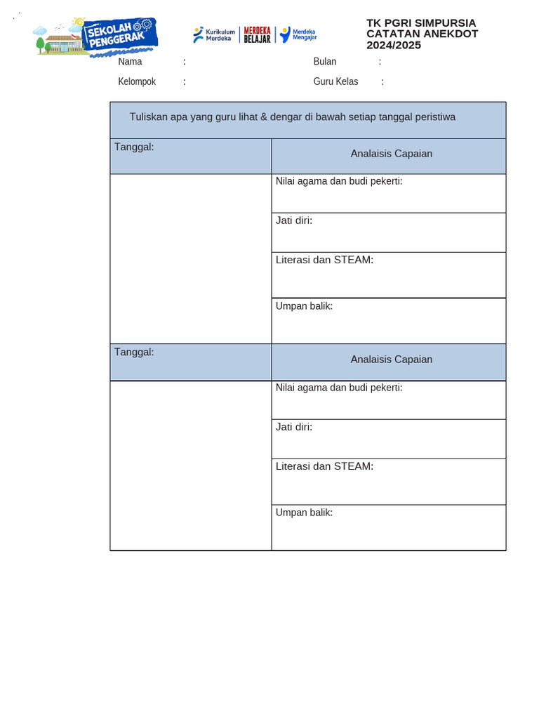 Macam-Macam Asesmen PAUD 2024/2025 | PDF
