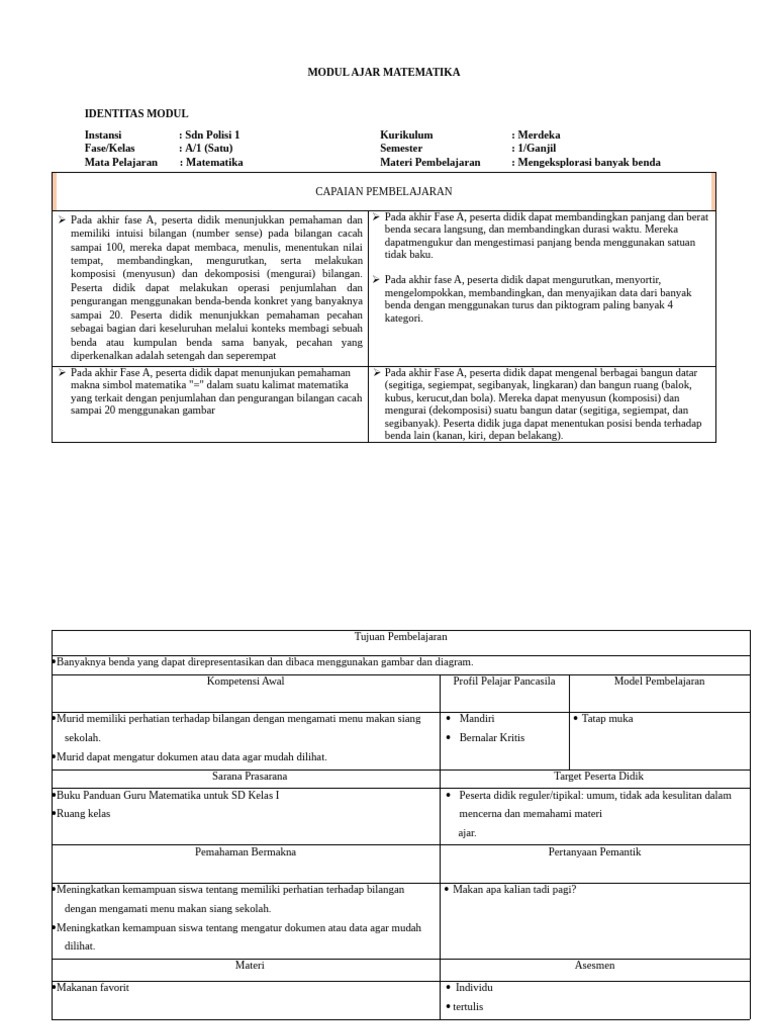 MODUL AJAR MTK OBSERVASI | PDF
