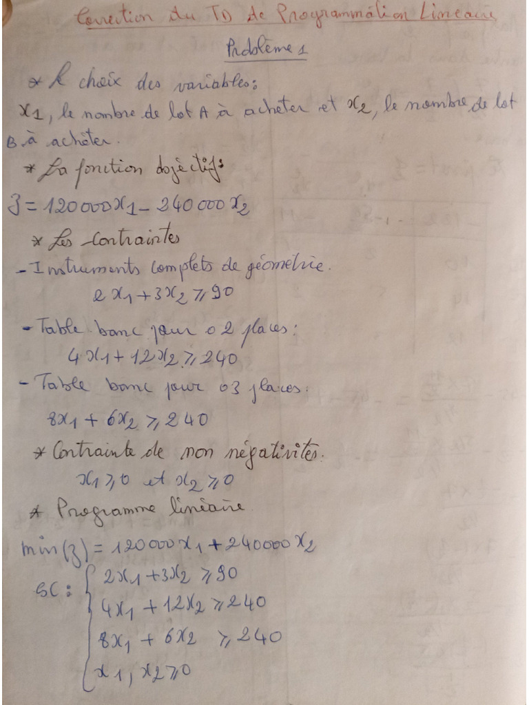 TD Programmation Linéaire | PDF