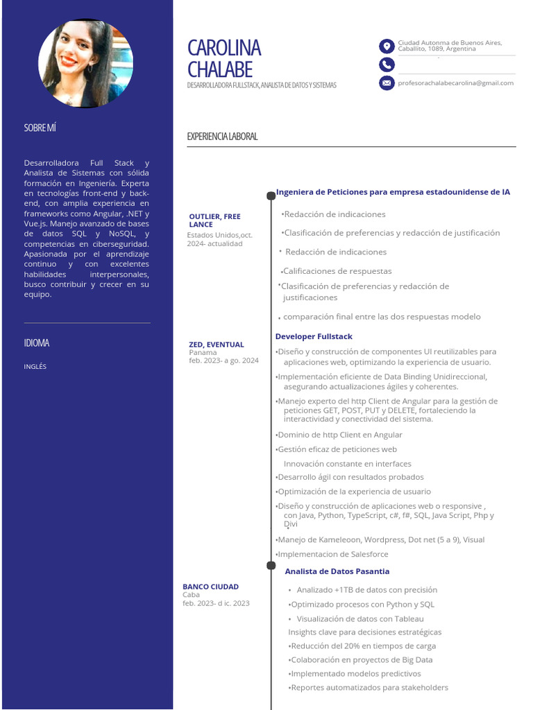 Desarrolladora Full Stack y Analista de Datos | PDF | Script Java ...