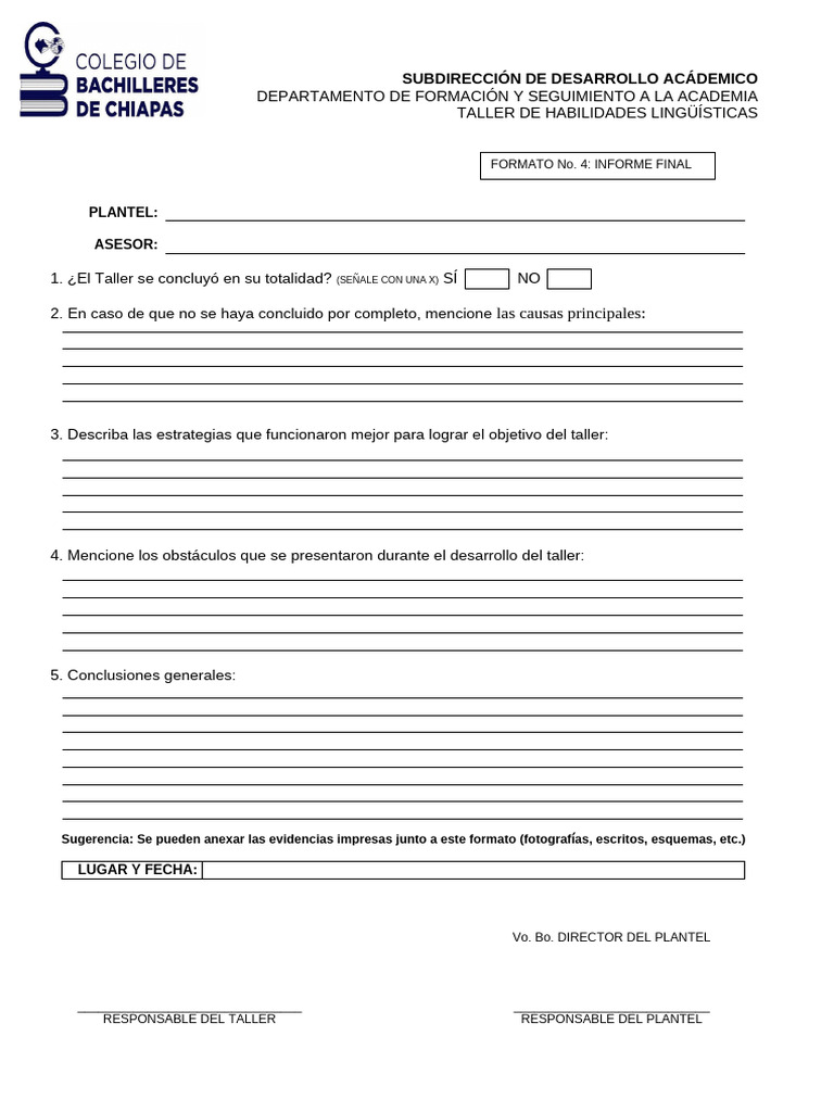 Formato No. 4 Cierre THL y TLL | PDF