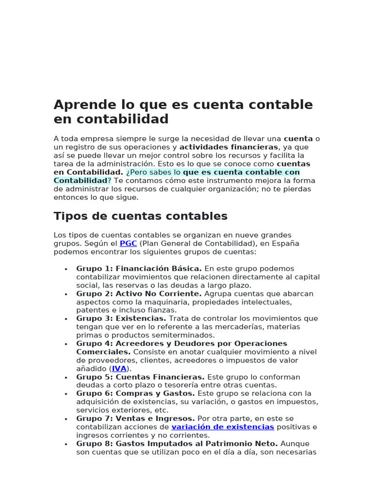 Guía de Cuentas Contables | PDF | Contabilidad | Hoja de balance