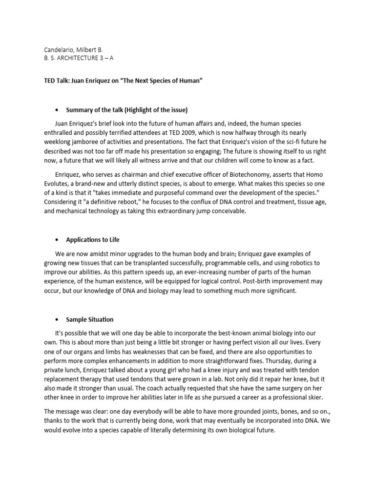 _GED103N_TED-Talk | PDF | Biology