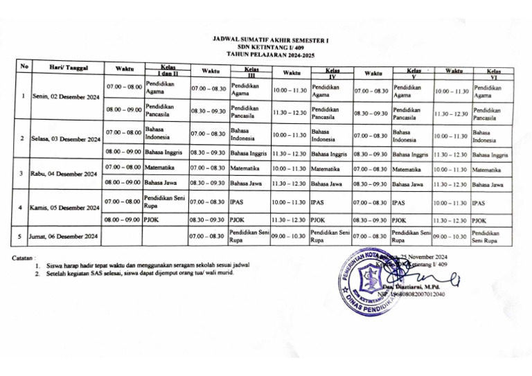 Jadwal Sas Ganjil | PDF