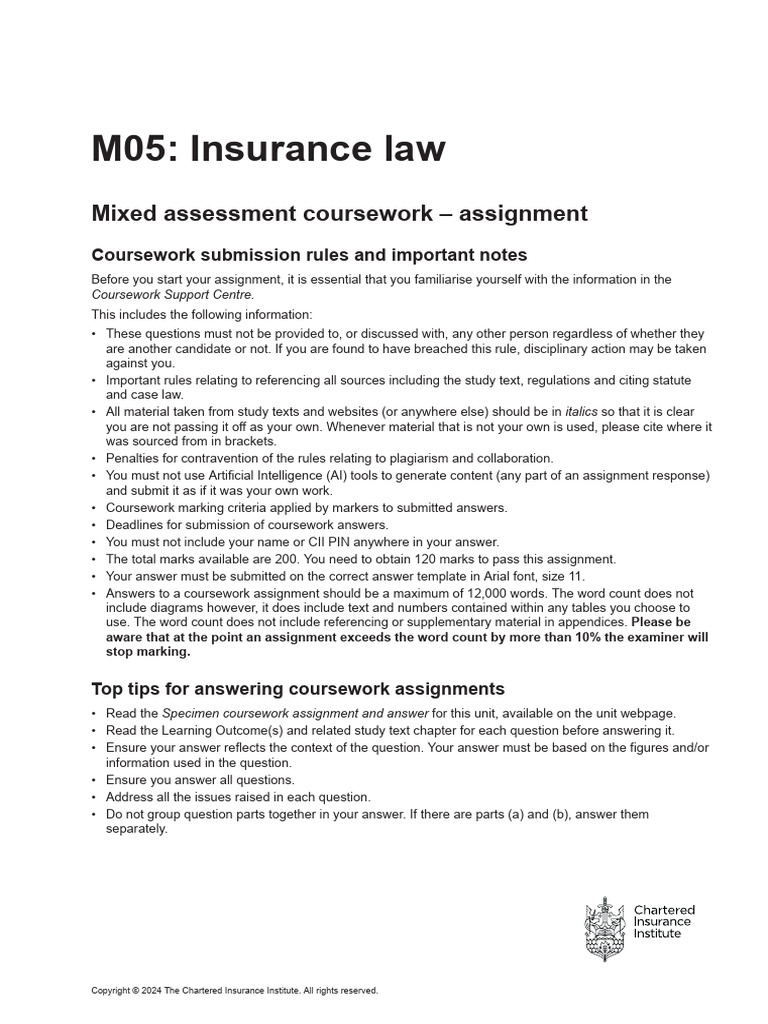 M05 Assignment 2024 | PDF | Insurance | Legal Liability