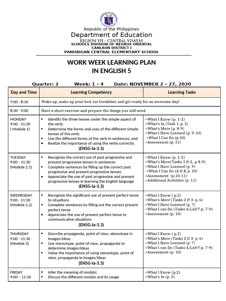 WWHLP in English q2 w1-4 | PDF | Grammatical Tense | Language Mechanics
