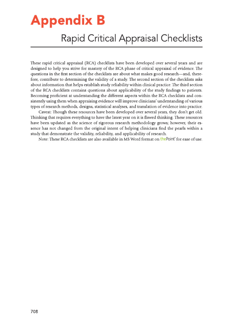 Rapid Critical Appraisal Checklists Week 4 | PDF