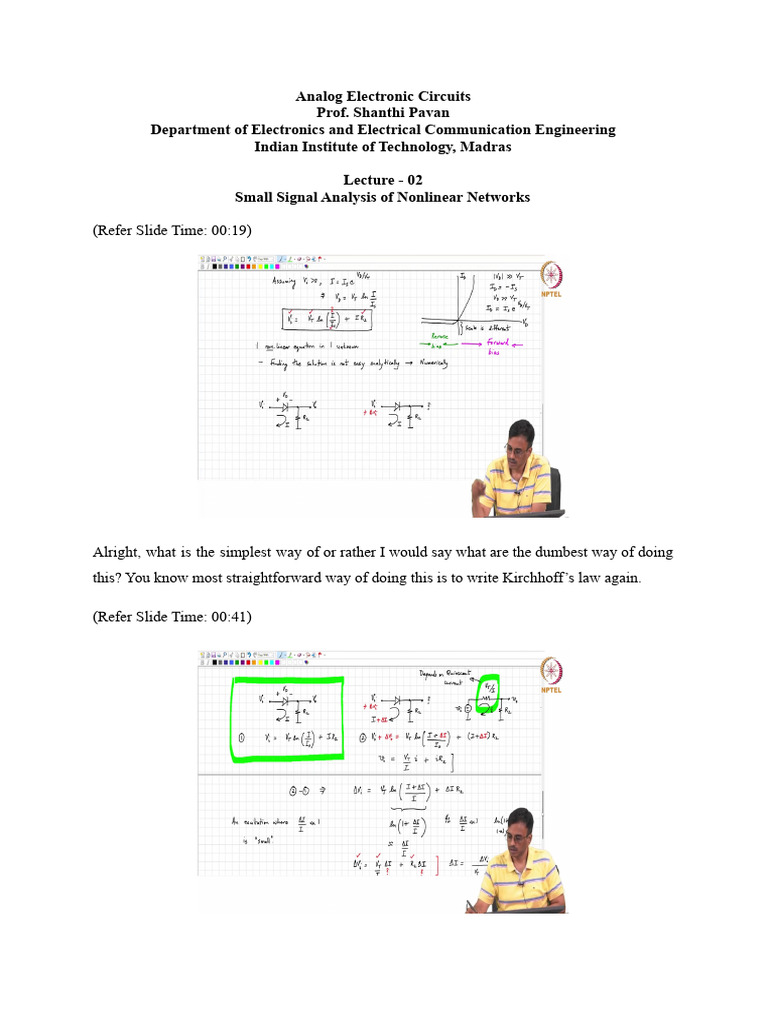 Small Signal Analysis of Nonlinear Network (Analog Electronics Lecture 2 by Shantipavan) | PDF ...